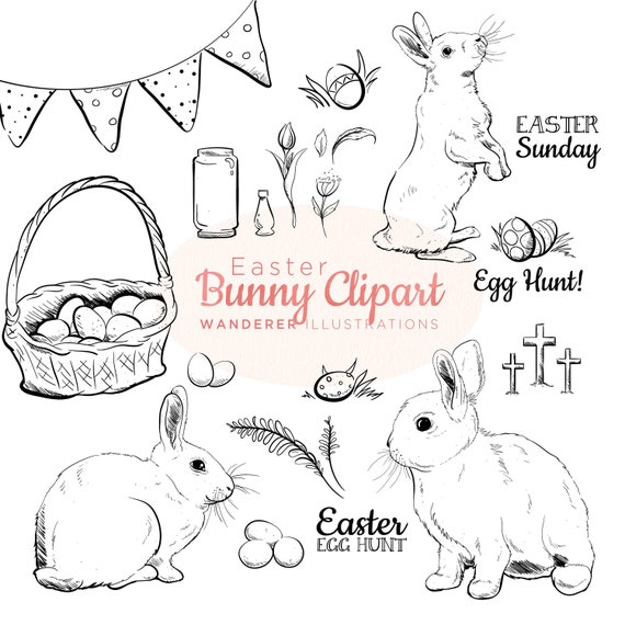 Hand Drawn Easter Clipart Easter Egg Prints Commercial Use - Etsy