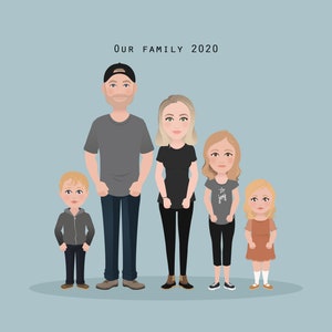Custom Family Portrait Illustration for Extended Family, Digital ...