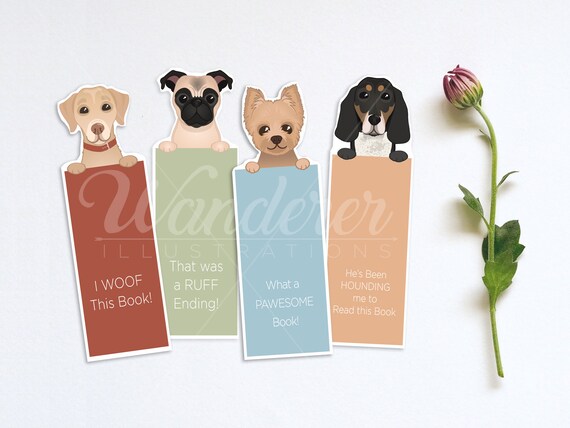 Printable Dog Bookmarks Printable Bookmark Digital Print | Etsy UK