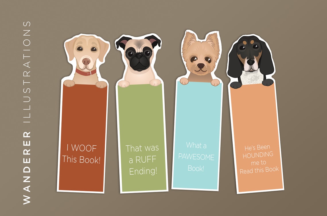 Printable Dog Bookmarks Printable Bookmark Digital Print - Etsy UK