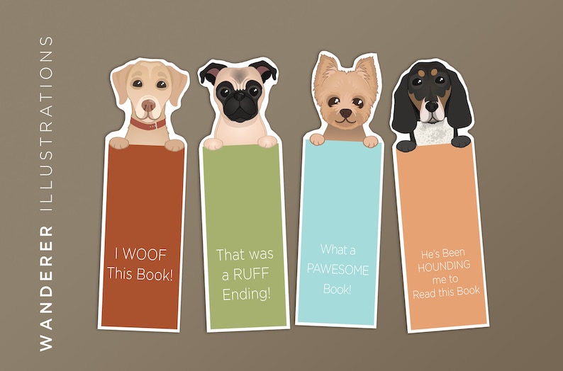 Printable Dog Bookmarks Printable Bookmark Digital Print - Etsy UK