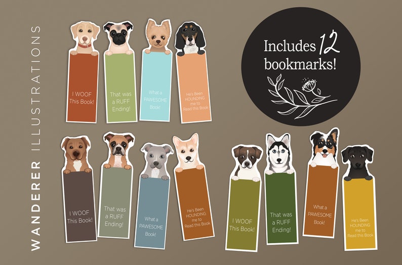 Printable Dog Bookmarks Printable Bookmark Digital Print - Etsy UK