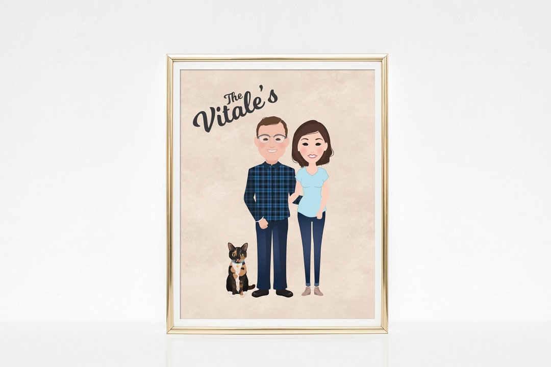 Custom Family Portrait Digital Illustration, Personalized Family ...