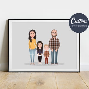 Custom Family Portrait Illustration, Digital Personalized Family ...