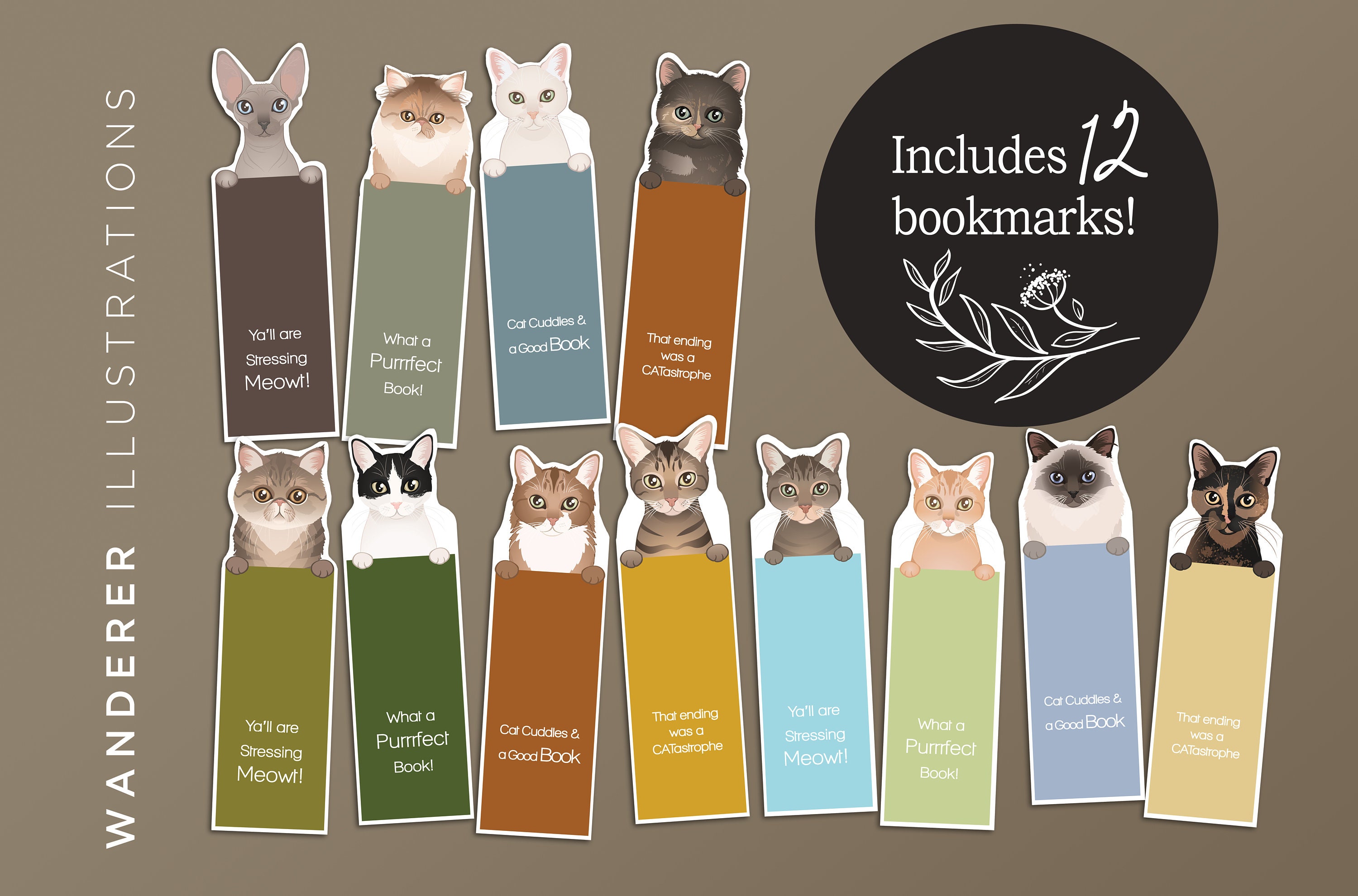Printable Cat Bookmarks Printable Bookmark Digital Print - Etsy Australia