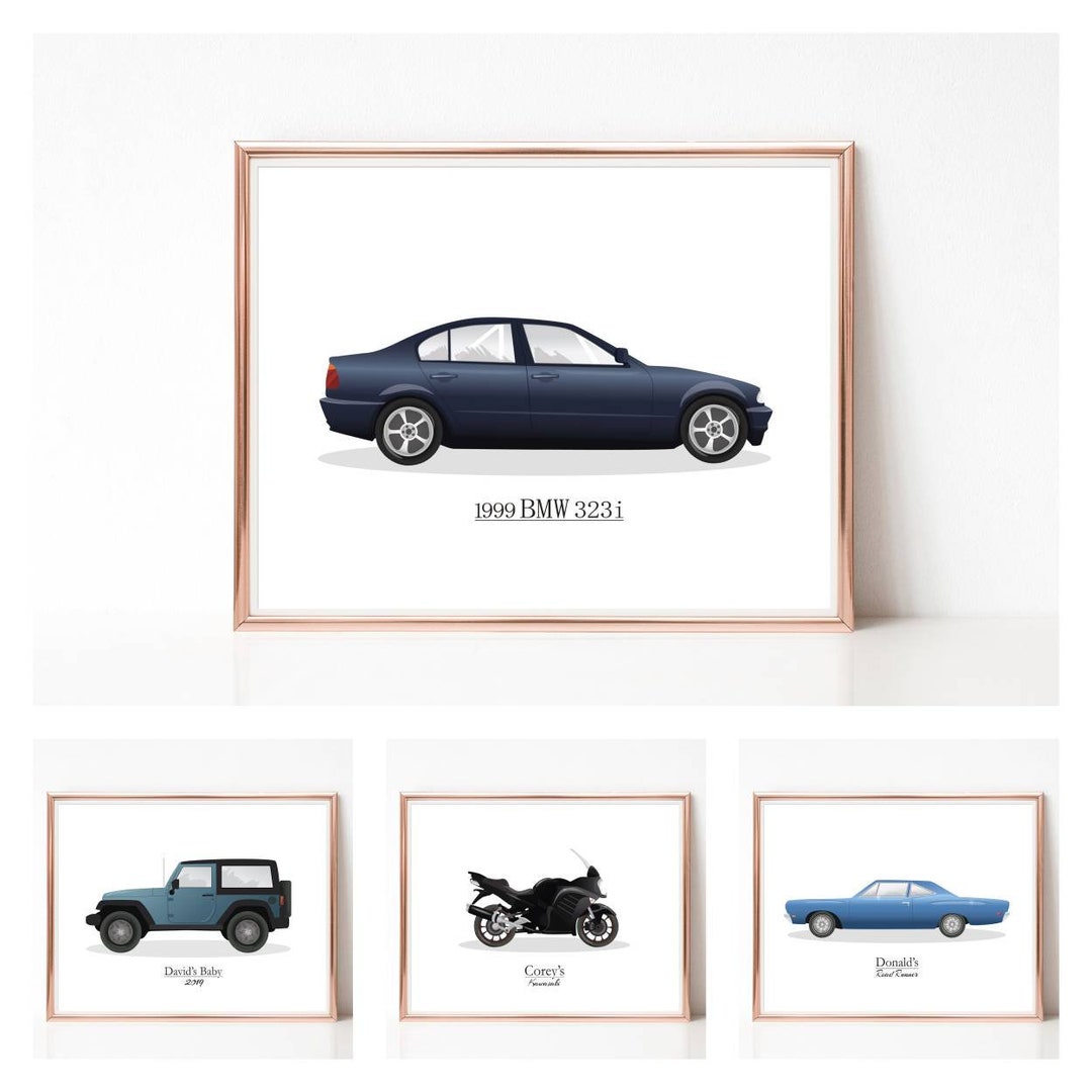 Custom Car Portrait Illustration Personalized Portrait Old - Etsy