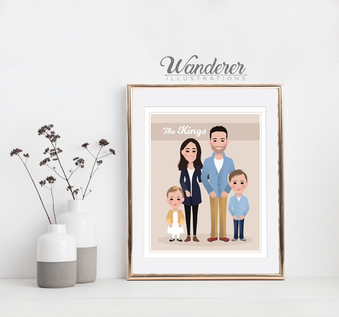 Custom Family Portrait Illustration Personalized Family | Etsy