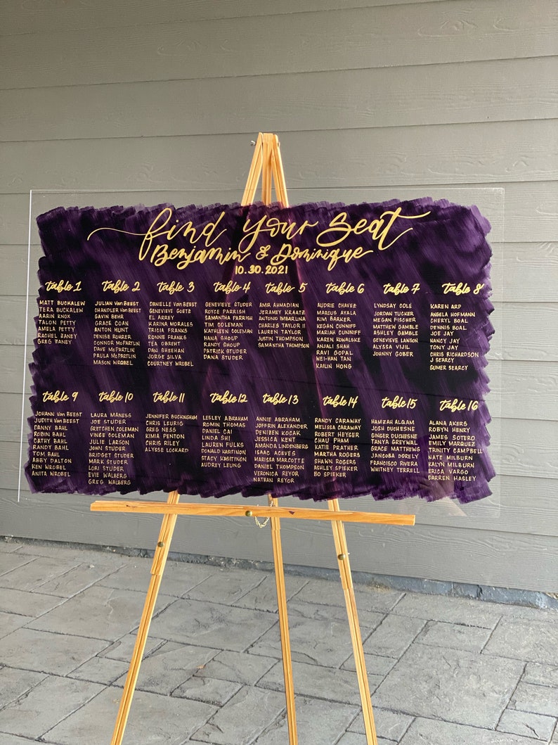 Acrylic Wedding Seating Chart Handwritten Calligraphy | Etsy