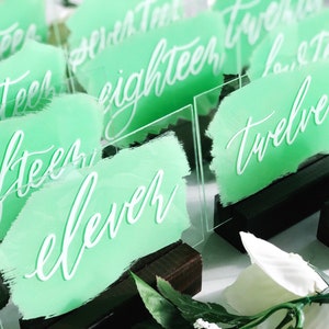 Back Painted Wedding Table Number Acrylic Sign Clear Wedding - Etsy