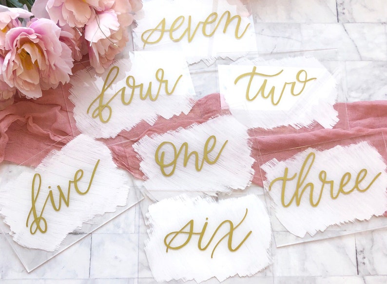 Back Painted Wedding Table Number Acrylic Sign Clear Wedding | Etsy