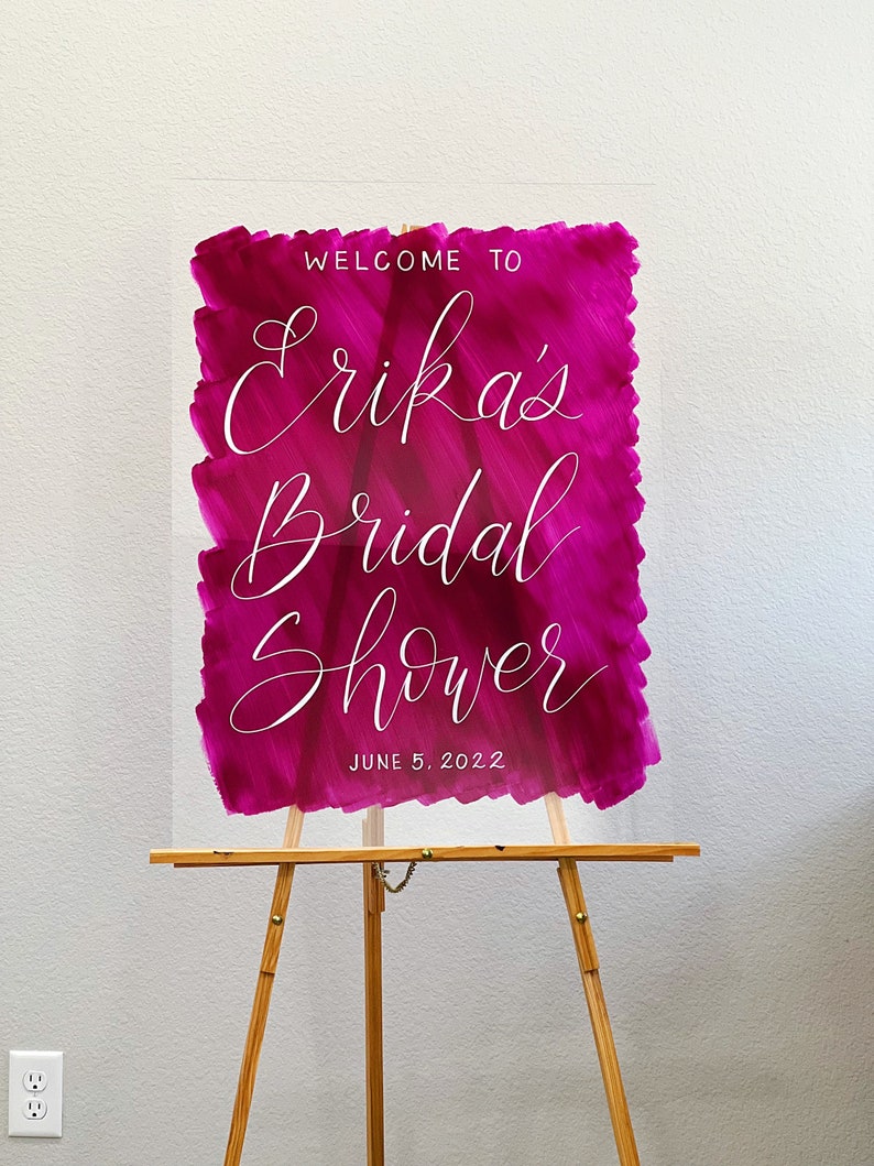 Acrylic Bridal Shower Welcome Sign Painted Back Acrylic - Etsy