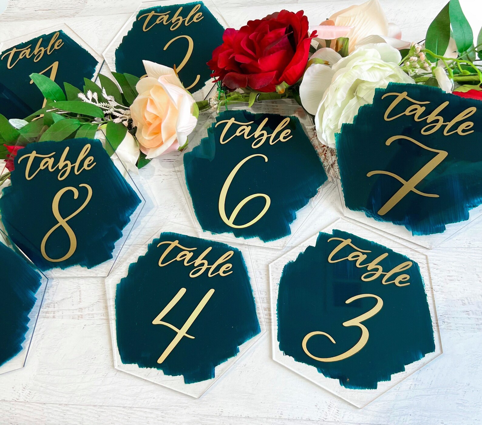 Back Painted Hexagon Acrylic Wedding Table Number Sign - Etsy