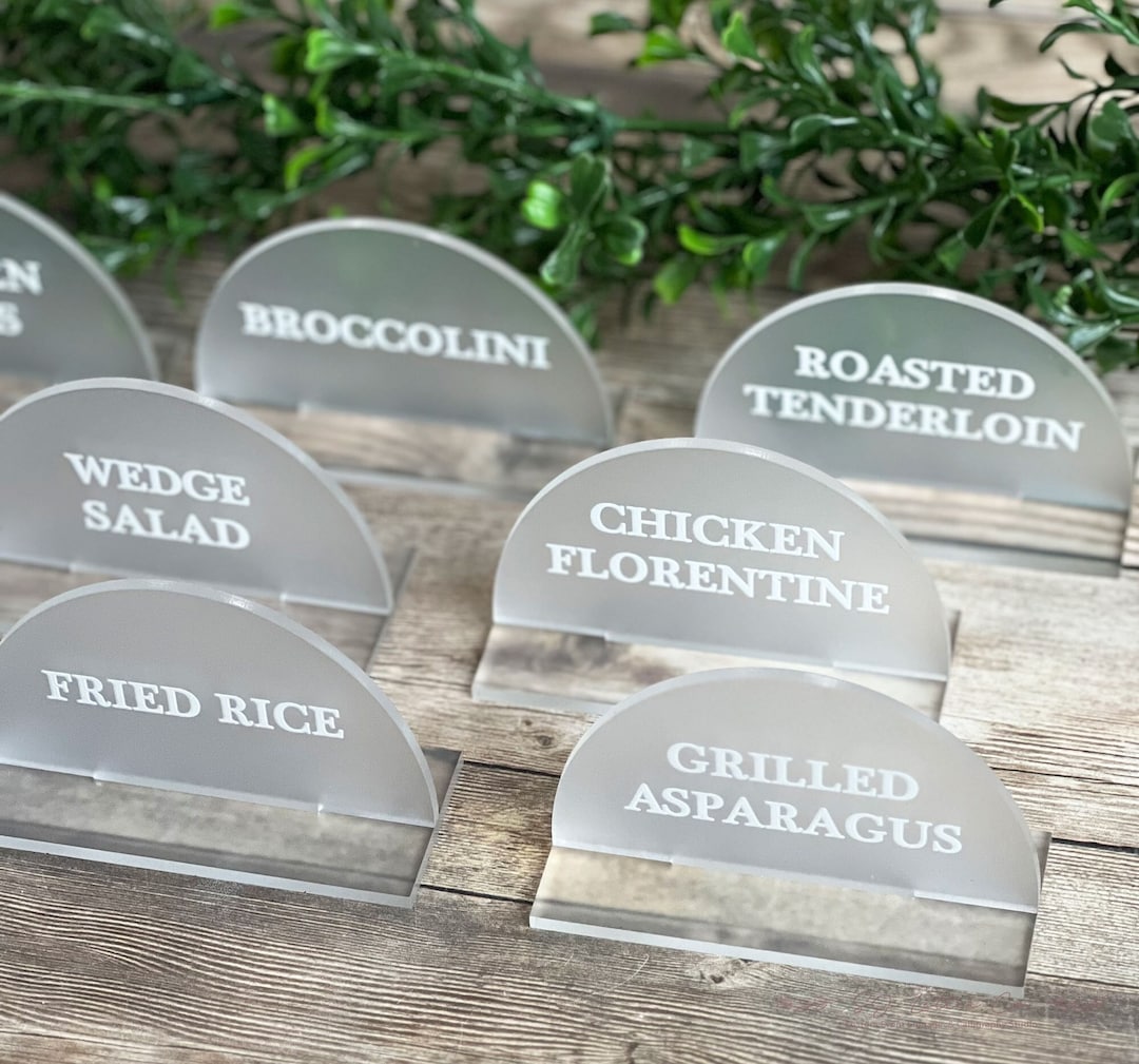 Frosted Acrylic Food Label Sign: Buffet, Store, Restaurant - 3.5"w X 2 ...