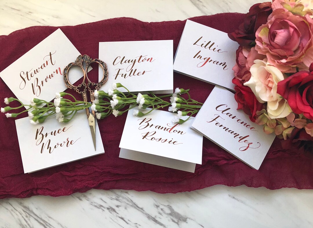 Handwritten Wedding Calligraphy Tented Place Cards - Etsy