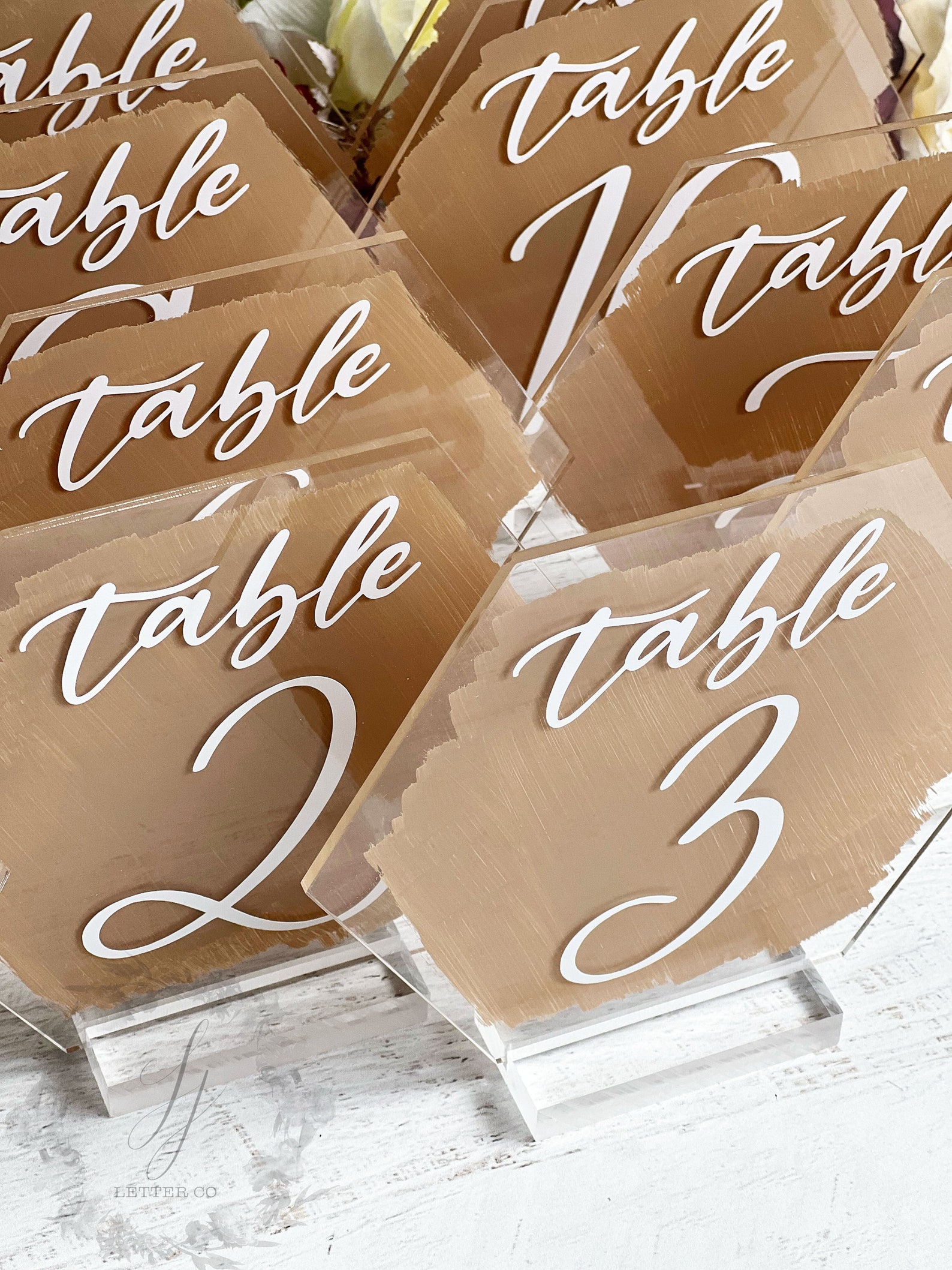 Back Painted Hexagon Acrylic Wedding Table Number Sign - Etsy