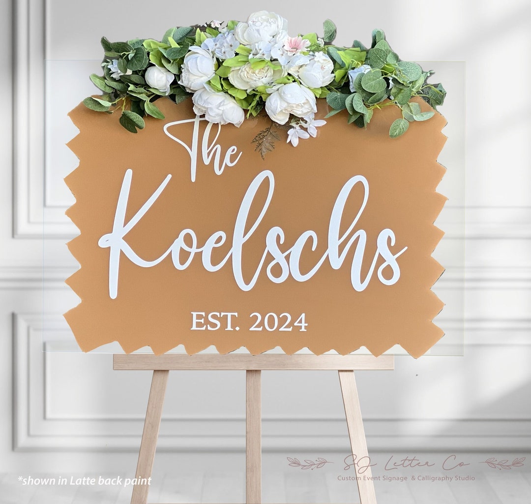 Back Painted Acrylic Wedding Family Name Sign | Acrylic Wedding Welcome ...
