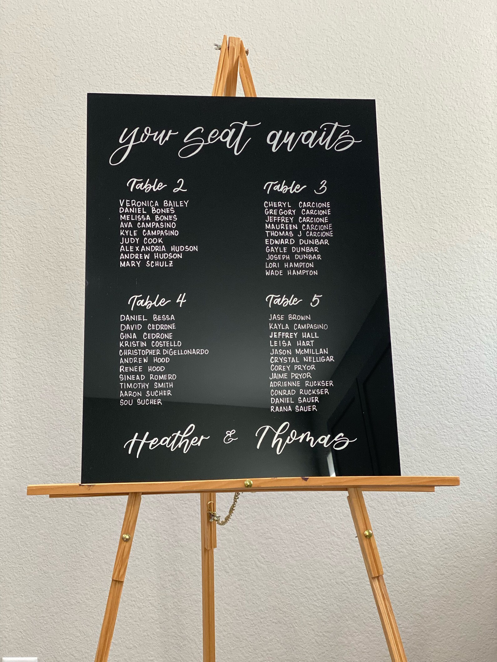 Black Acrylic Seating Chart Acrylic Wedding Seating Chart - Etsy