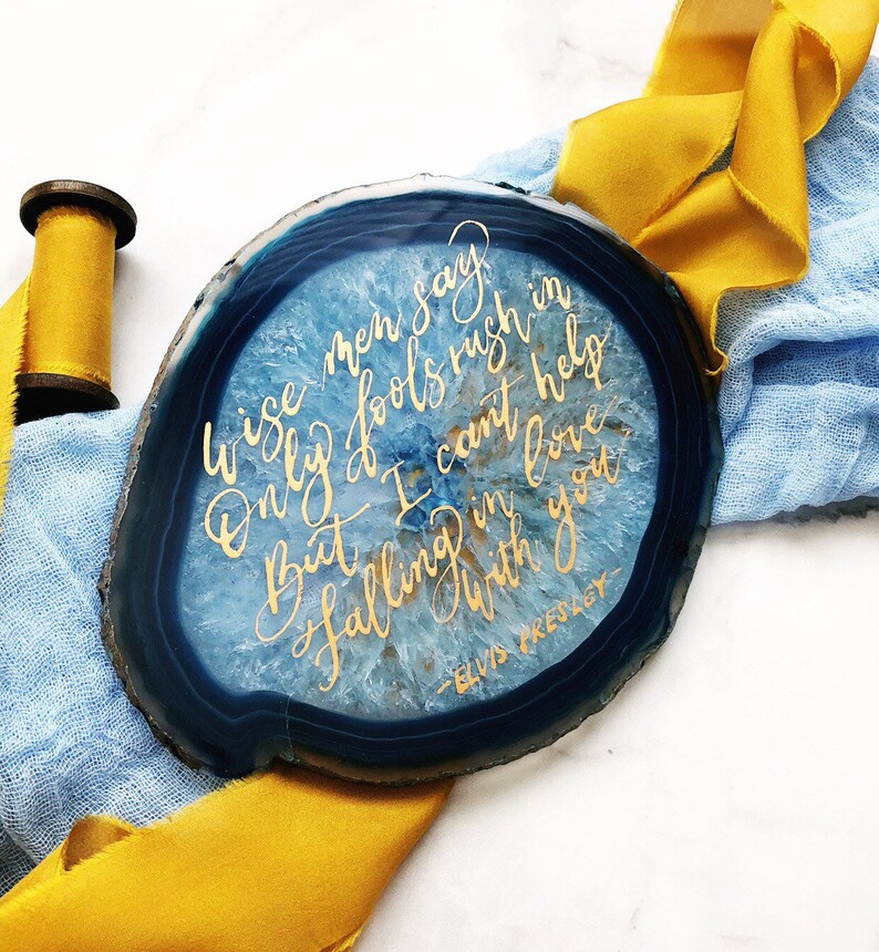 Custom Poem Verse Quote Calligraphy on Large Agate Slice - Etsy