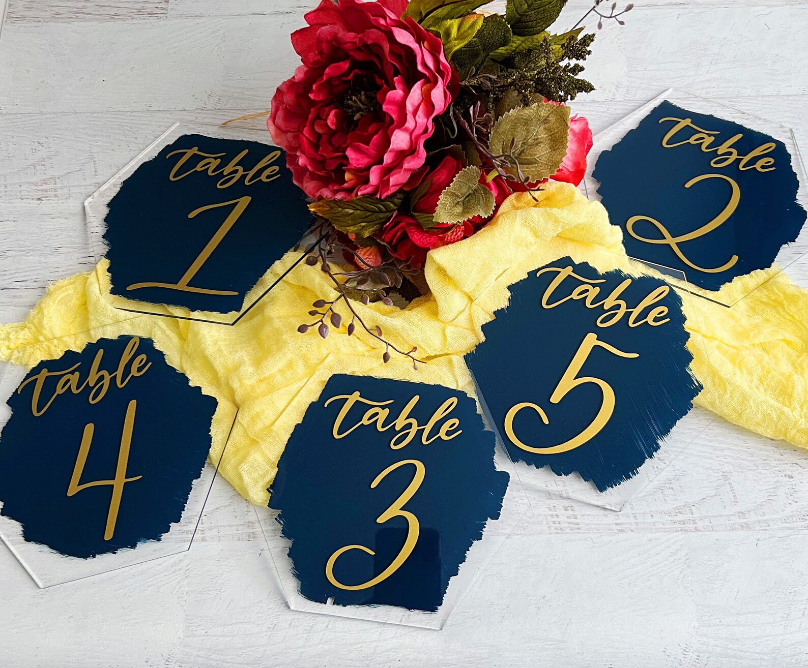 Back Painted Hexagon Acrylic Wedding Table Number Sign - Etsy