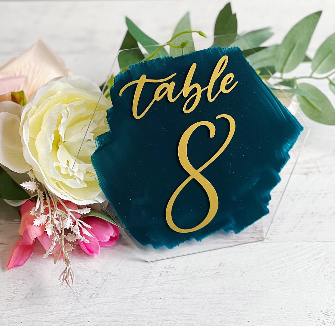 Back Painted Hexagon Acrylic Wedding Table Number Sign - Etsy