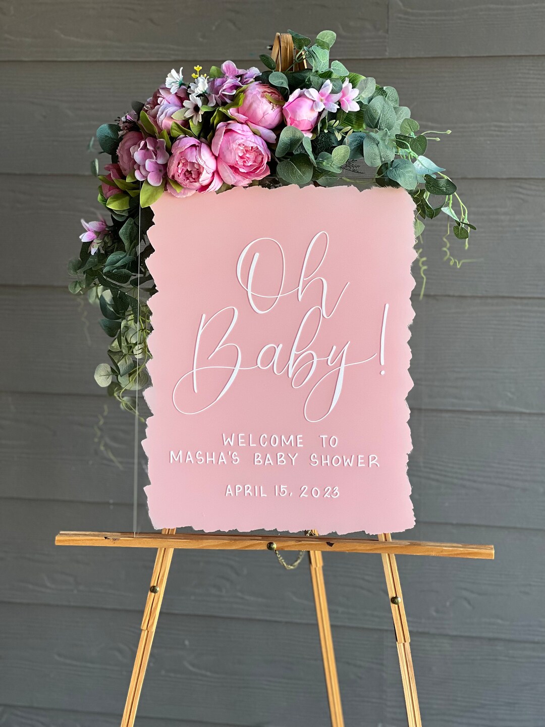 Acrylic Baby Shower Welcome Sign Painted Back | Acrylic Welcome Sign ...