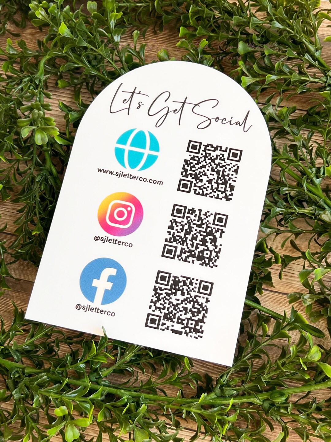 Custom Multi Platform Acrylic Social Media Sign | Business QR Code Sign ...