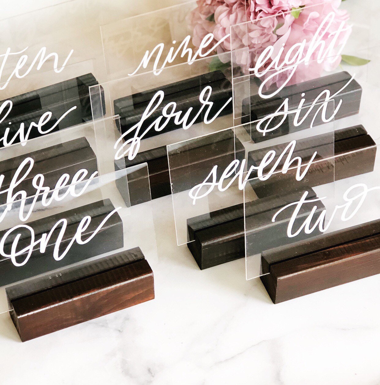 Back Painted Wedding Table Number Acrylic Sign Clear Wedding | Etsy