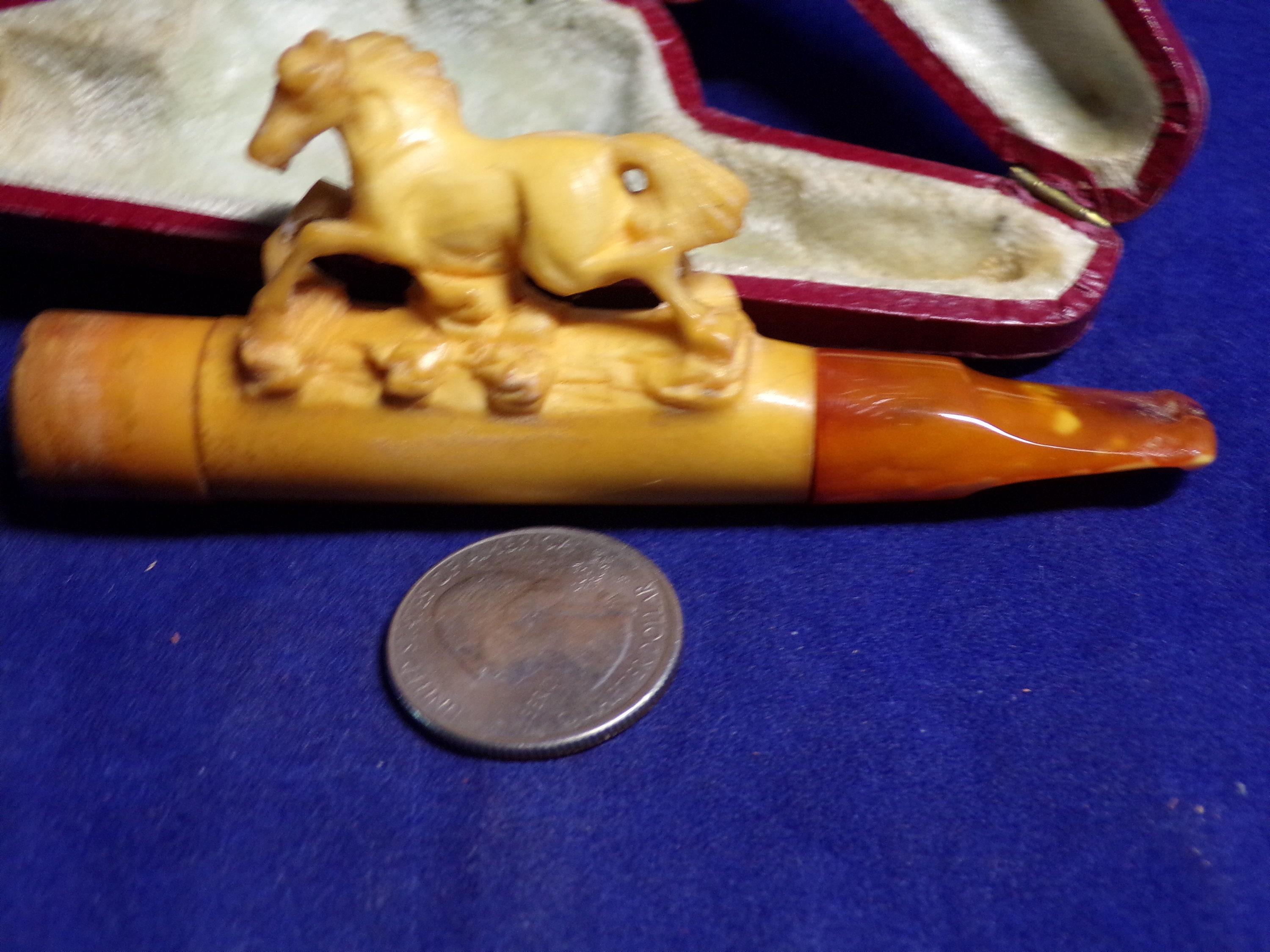 Vintage CHEROOT MEERSCHAUM PIPE Stallion With Amber Stem & Case 26 - Etsy