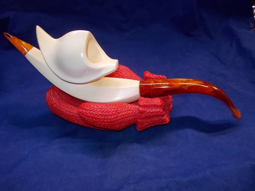 S. YANIK Block MEERSCHAUM Pipe FREEHAND Nice Curves Waxed 11 Long 3 ...