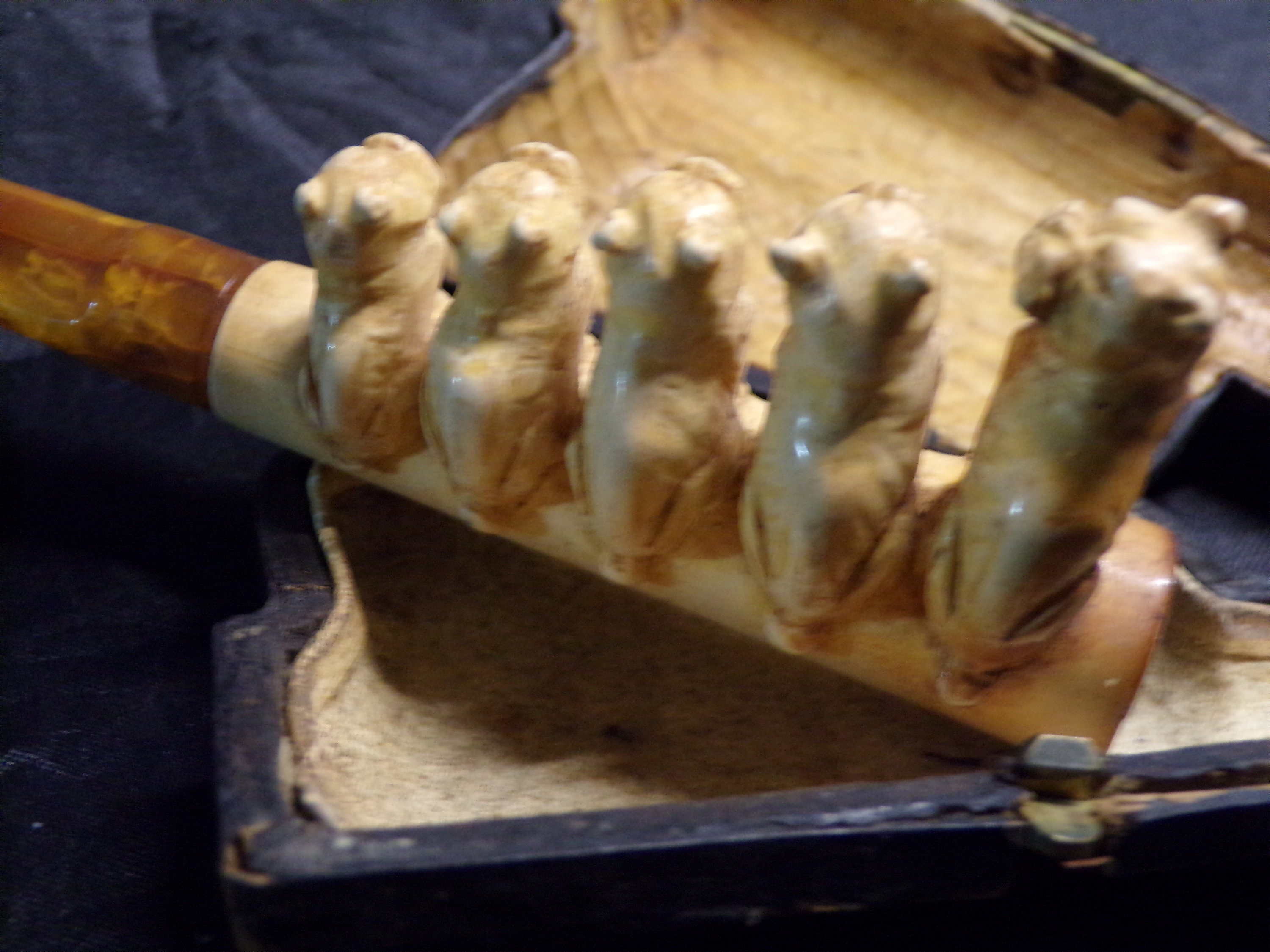 Extremely Rare Vintage CHEROOT MEERSCHAUM PIPE 5 Five Pug bull Dogs ...