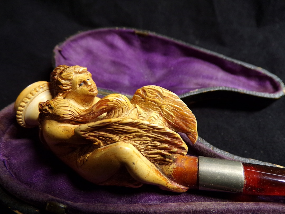 Antique MEERSCHAUM CHEROOT Pipe Depicting the Myth of Leda and the Swan ...