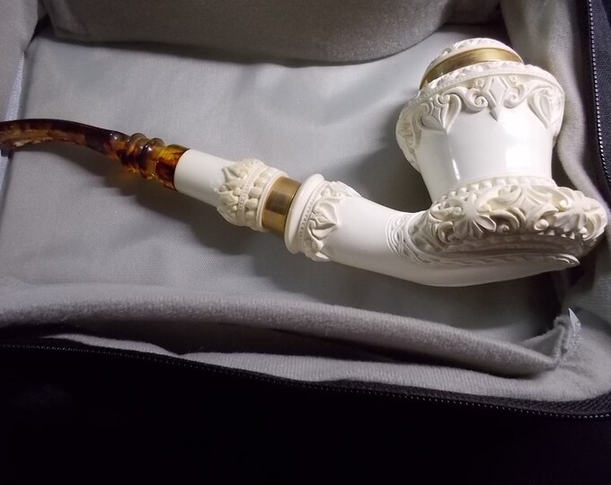 Vintage Fikri BAKI Block MEERSCHAUM Capped PIPE With Brass Trimming 9 ...