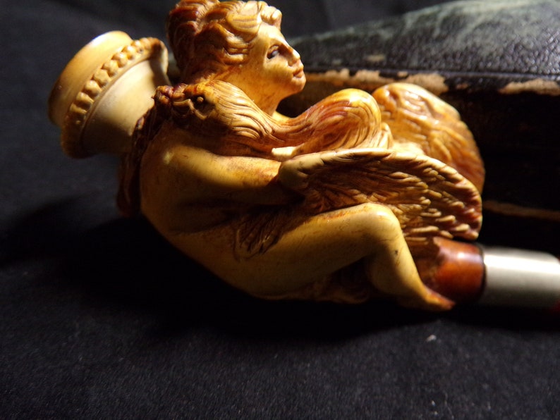 Antique MEERSCHAUM CHEROOT Pipe Depicting the Myth of Leda and the Swan ...