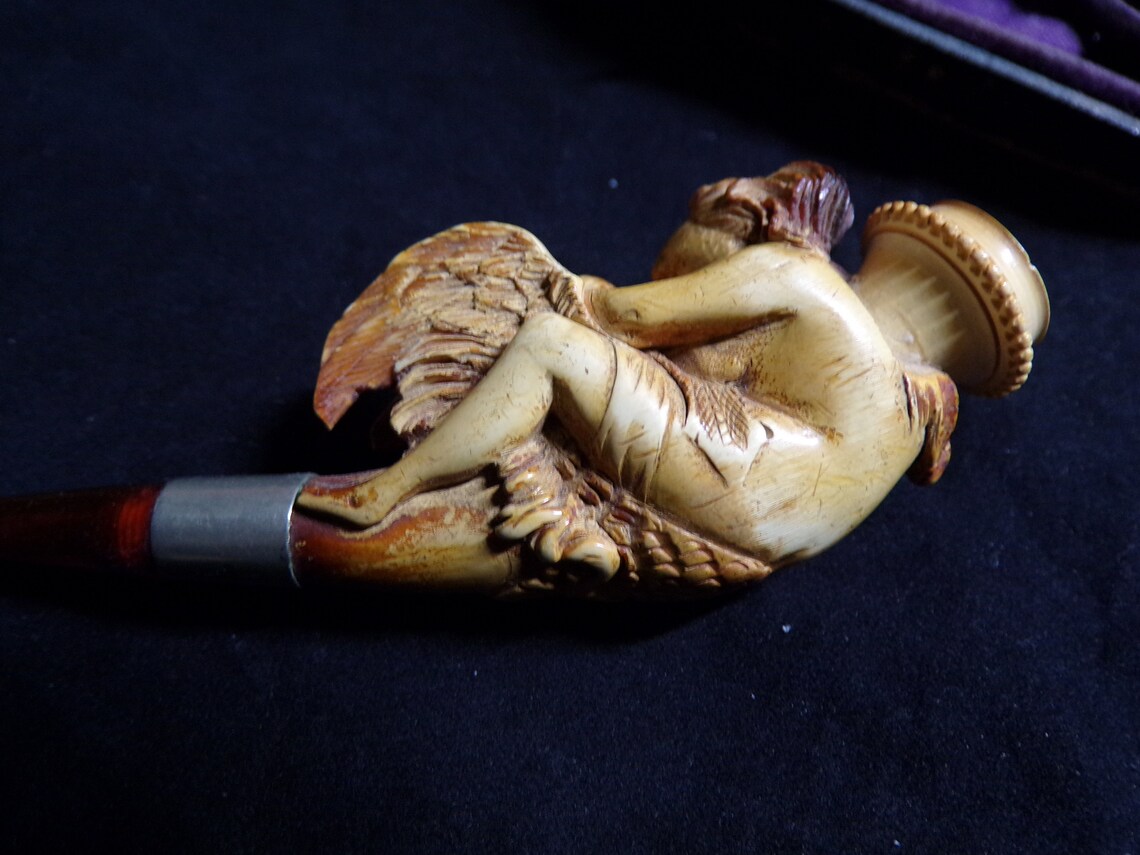 Antique MEERSCHAUM CHEROOT Pipe Depicting the Myth of Leda and the Swan ...