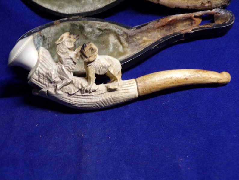 Vintage CHEROOT MEERSCHAUM PIPE 2 Dogs With Stem & Case 27 - Etsy