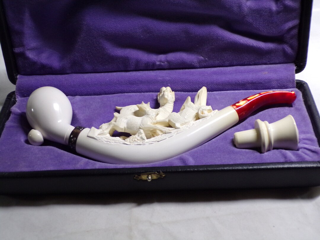 New YANIK Block MEERSCHAUM Pipe Featuring Three Animals Masterfully ...