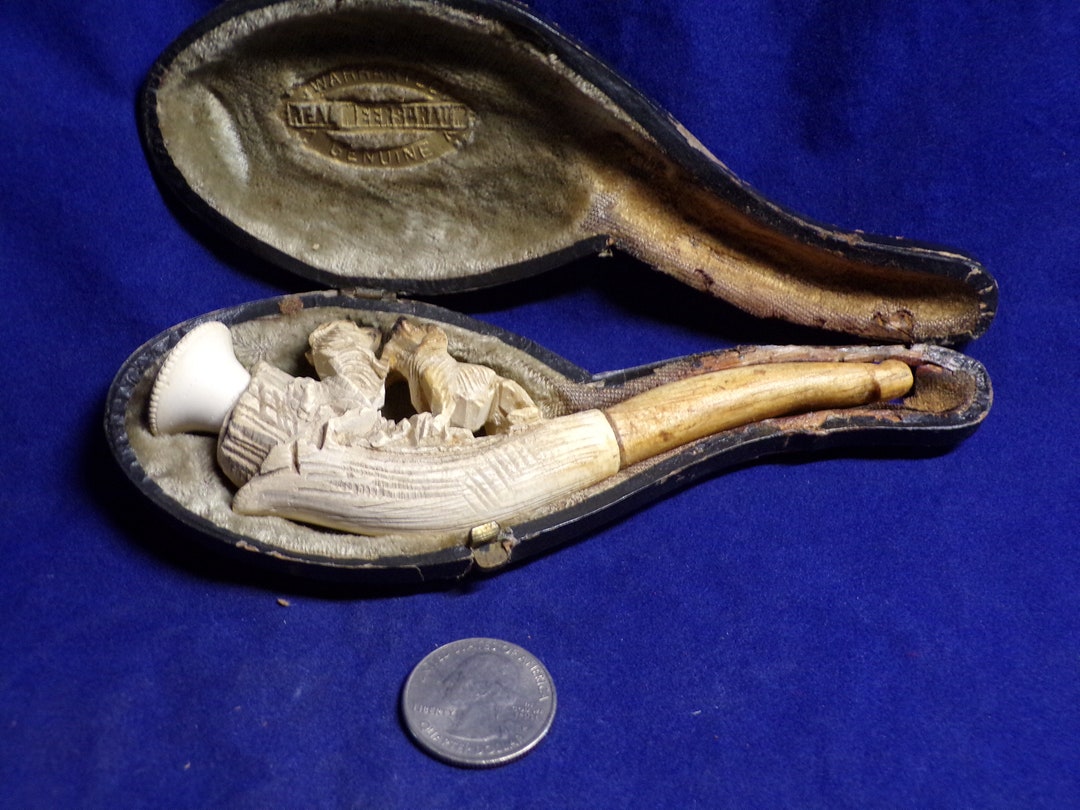Vintage CHEROOT MEERSCHAUM PIPE 2 Dogs With Stem & Case -27 - Etsy
