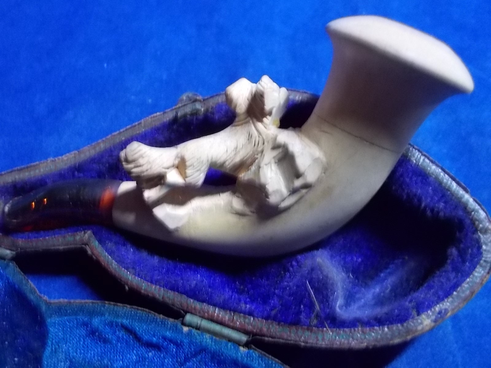 Vintage CHEROOT MEERSCHAUM PIPE One Dog With Amber Stem & Case - Etsy