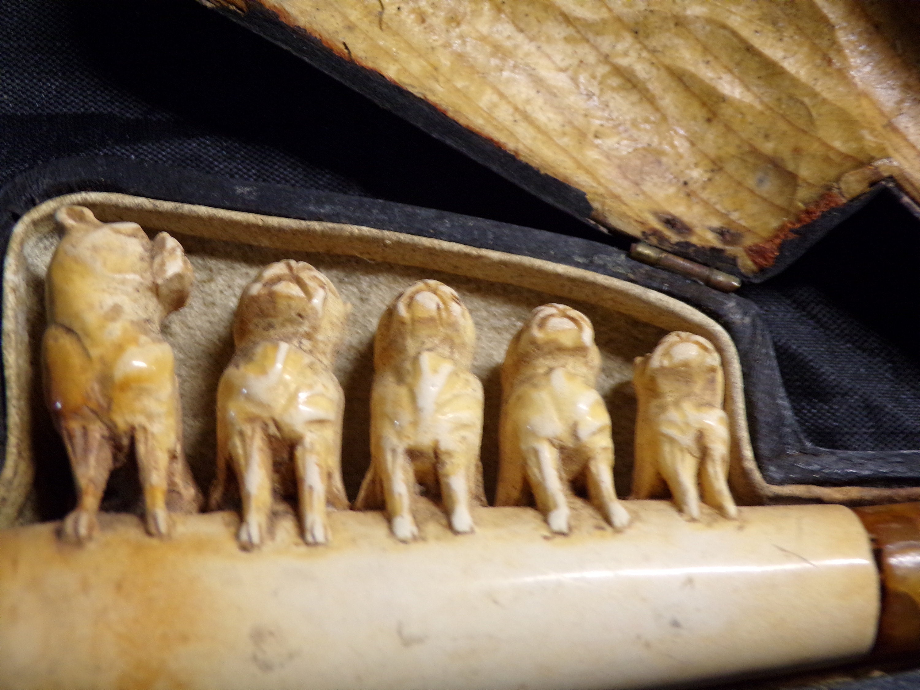 Extremely Rare Vintage CHEROOT MEERSCHAUM PIPE 5 Five Pug bull Dogs ...