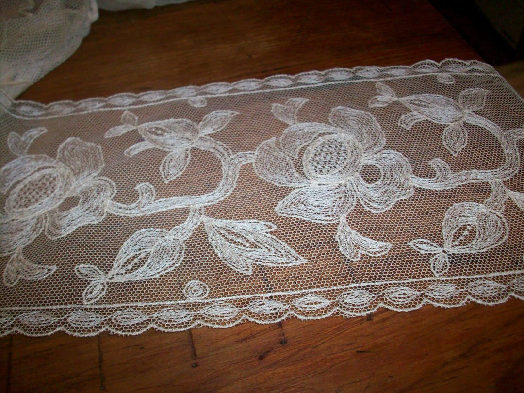 1 Yd. Antique French Embroidered Cotton Lace 4 1/4" Wide Beautiful ...