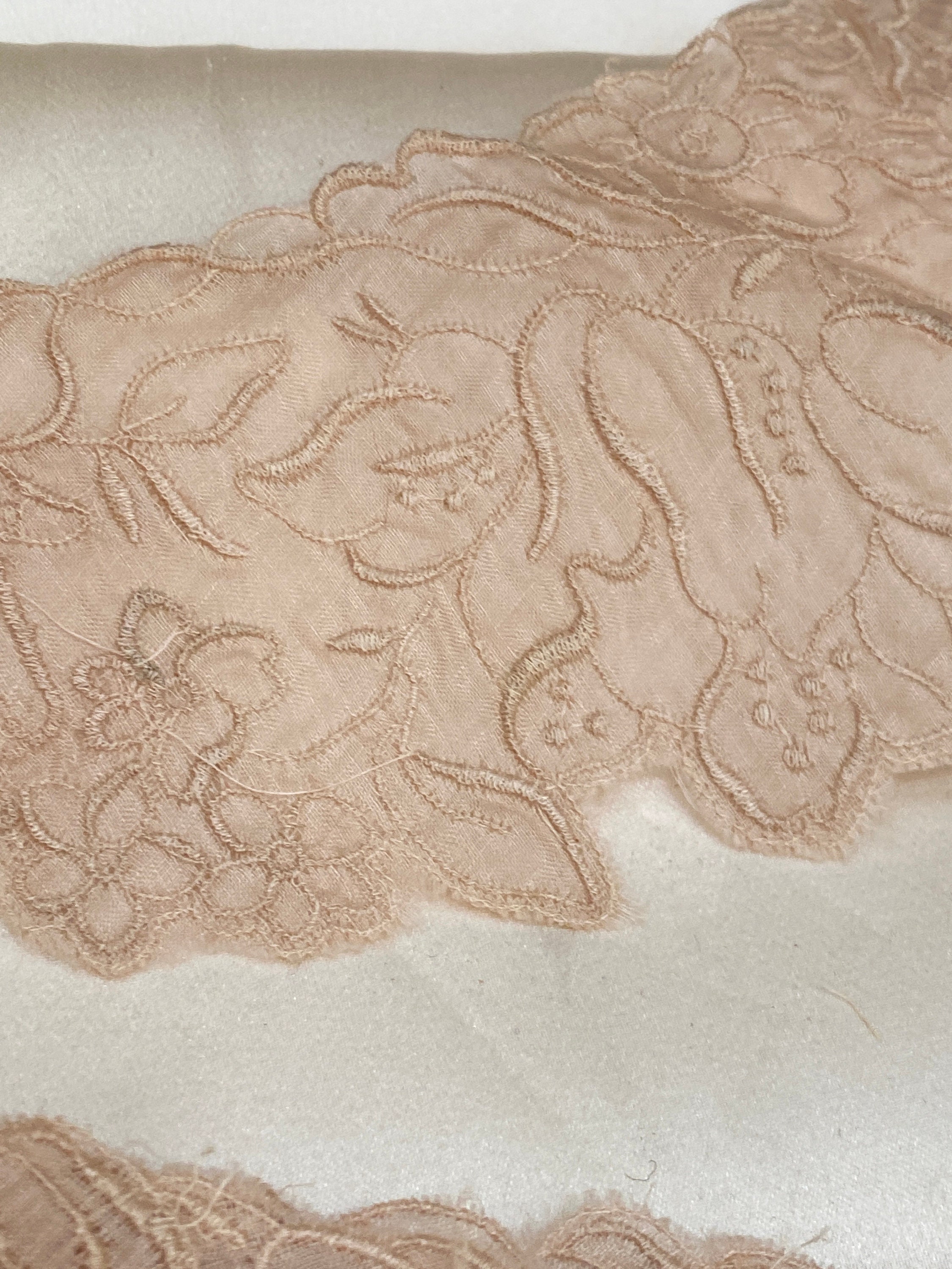 Antique French Embroidered Fine Cotton Lace Lovely Design - Etsy