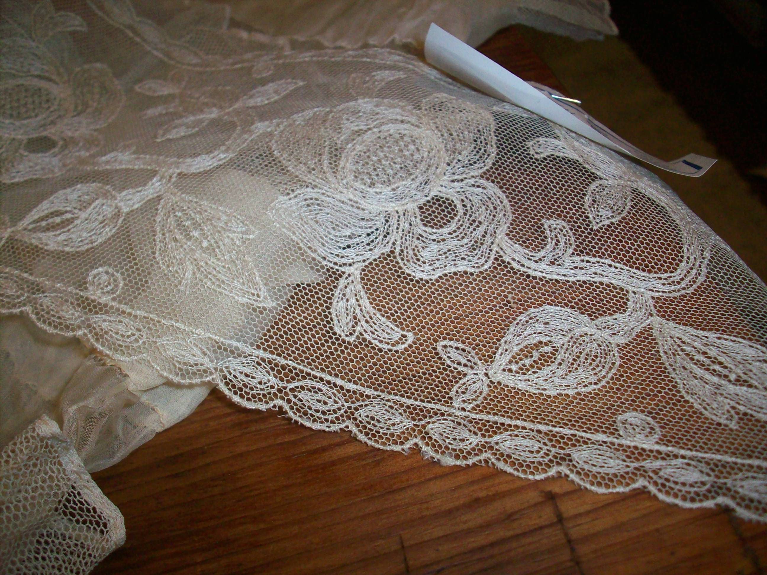 1 Yd. Antique French Embroidered Cotton Lace 4 1/4" Wide Beautiful ...
