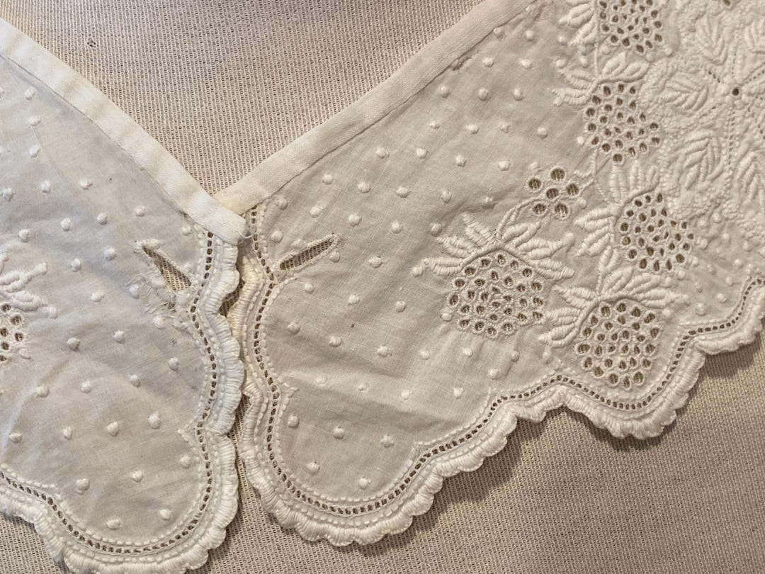 Antique Hand Done White Work Lace Collar Fine Cotton - Etsy