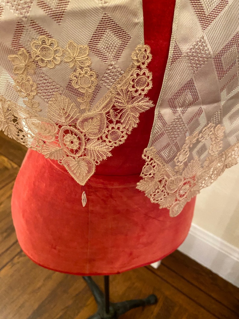 Lappet of Fine Lace and Jacquard Pale Blue Aqua Silk Late - Etsy