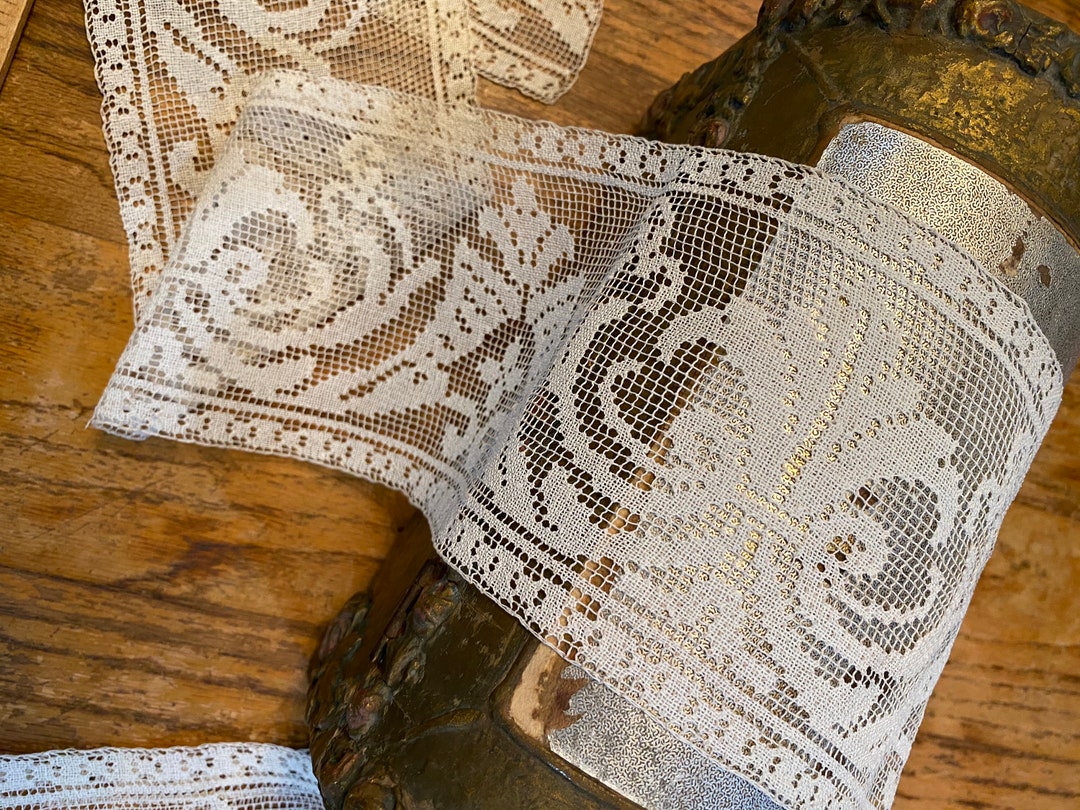 Filet Lace Antique Linen Lace Hand Done 2 Yds. 29" Length X 4.5" Wide ...