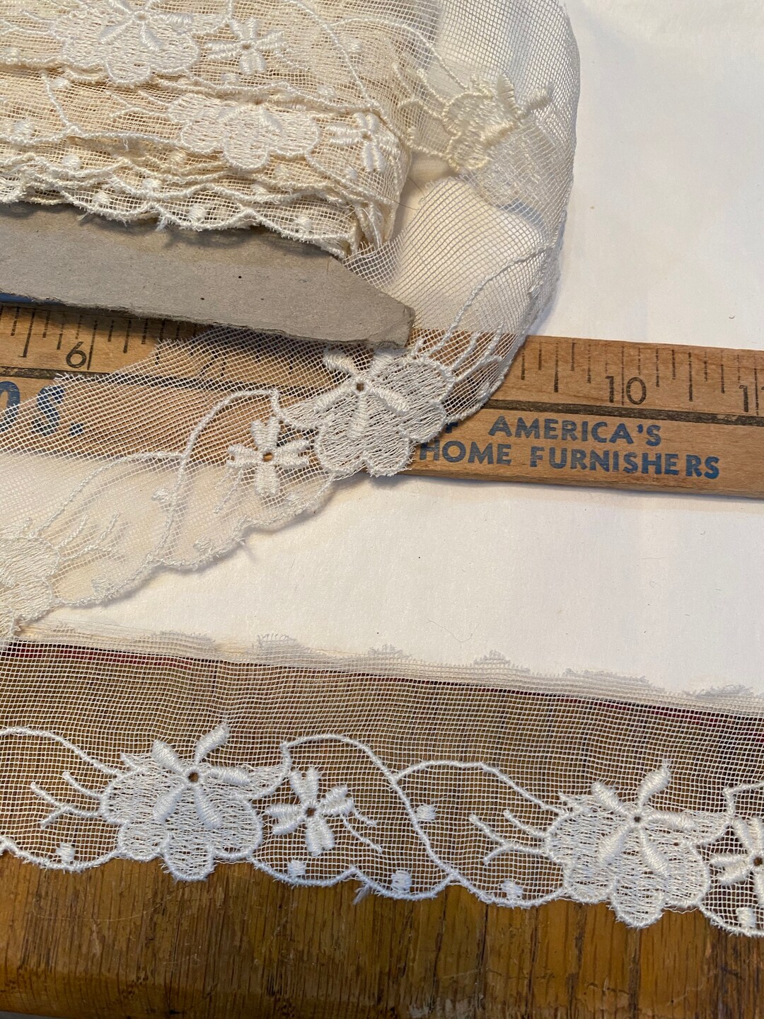 2 Yds. Vintage Embroidered Sheer Cotton Lace Yardage - Etsy