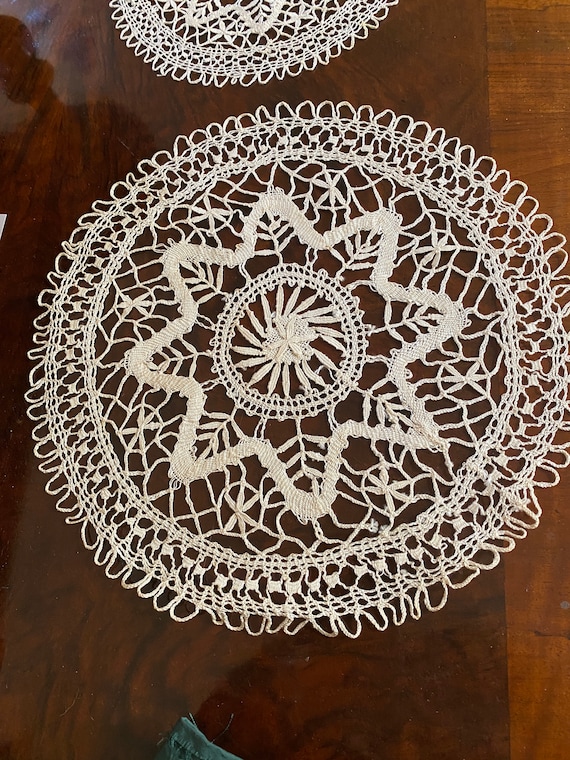 Antique Fine hand done lace round doily small or large | Etsy