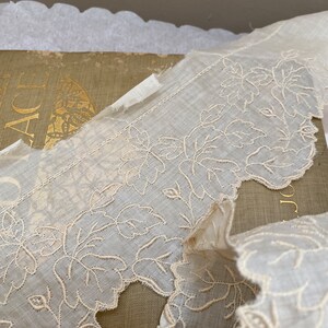 Antique French Embroidered Fine Cotton Lace Lovely Design - Etsy