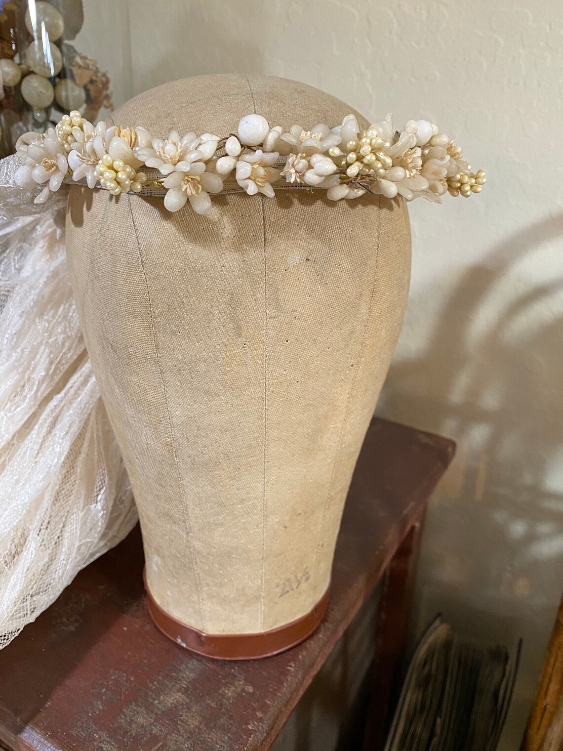 Antique Wax Crown and Veil Stunning Quality - Etsy