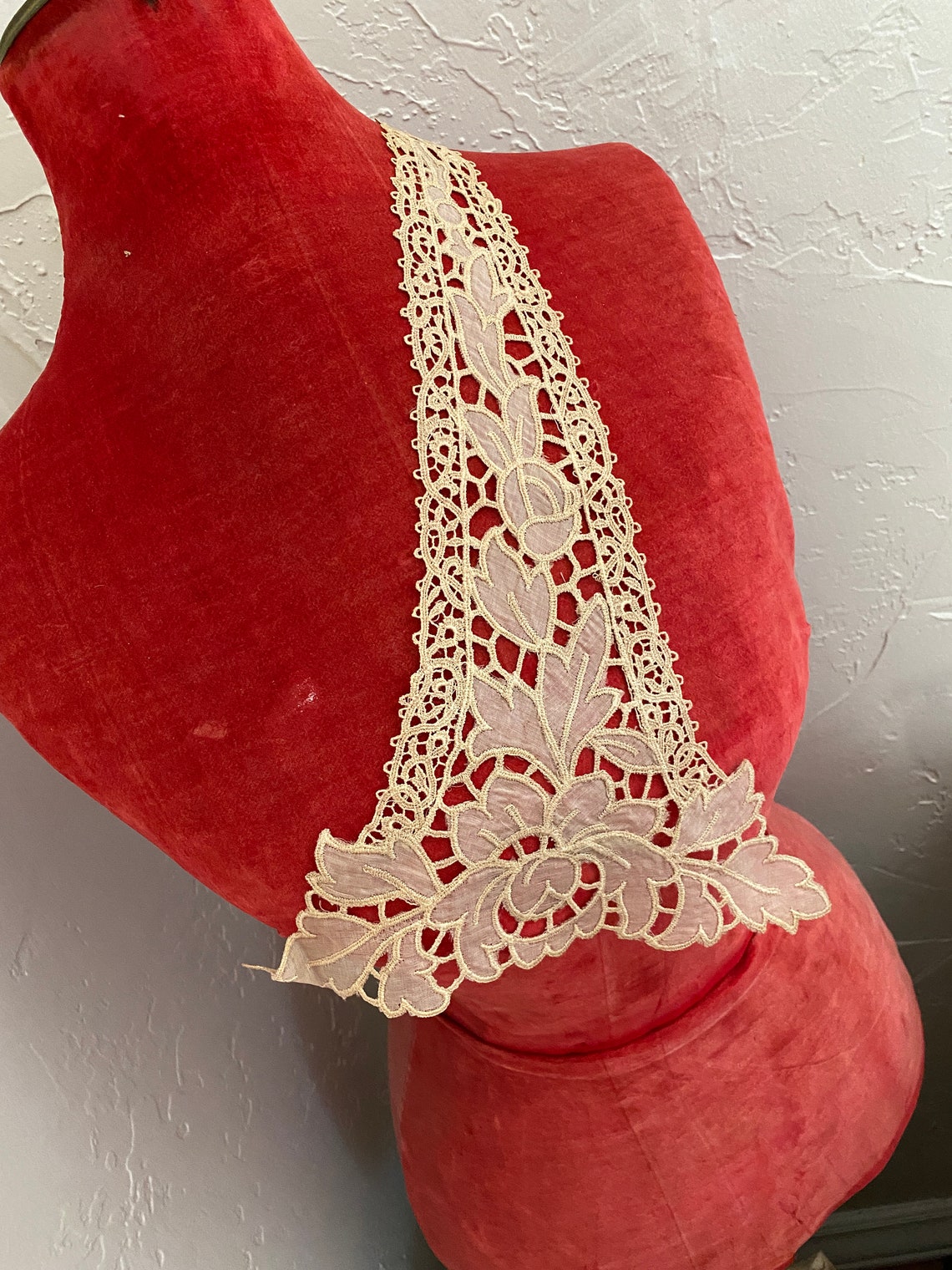 Lovely Antique Lace Embroidered Godet or Sleeve Piece | Etsy